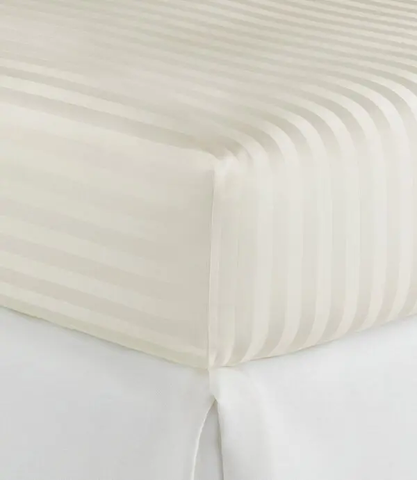 PEACOCK ALLEY Soprano Stripe Sateen Fitted Sheet - Ivory