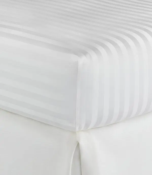 PEACOCK ALLEY Soprano Stripe Sateen Fitted Sheet - White