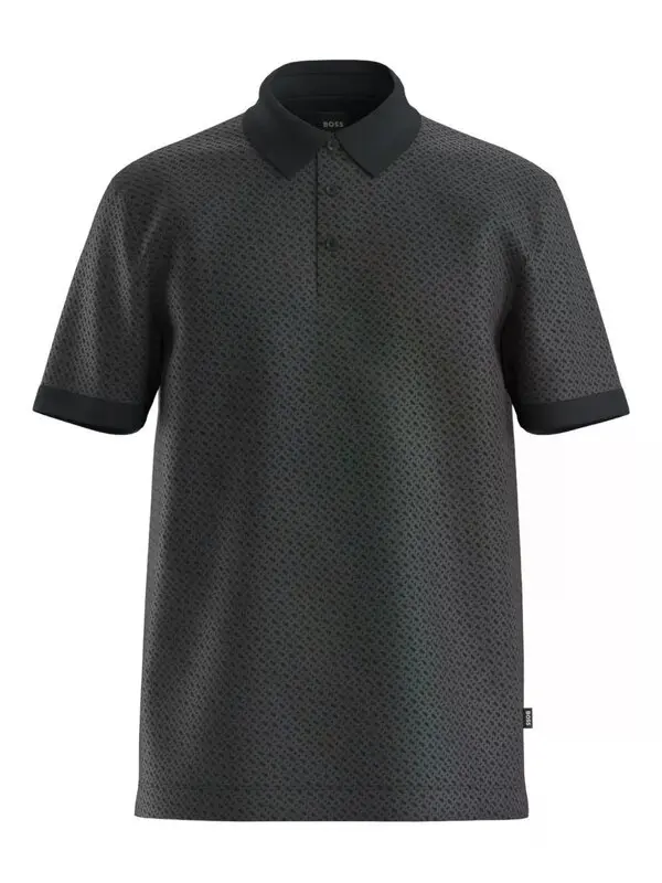 BOSS Patterned Polo Shirt - Grey