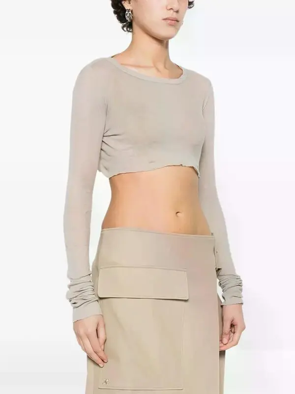 Rick Owens Ls Crop Top - Grey