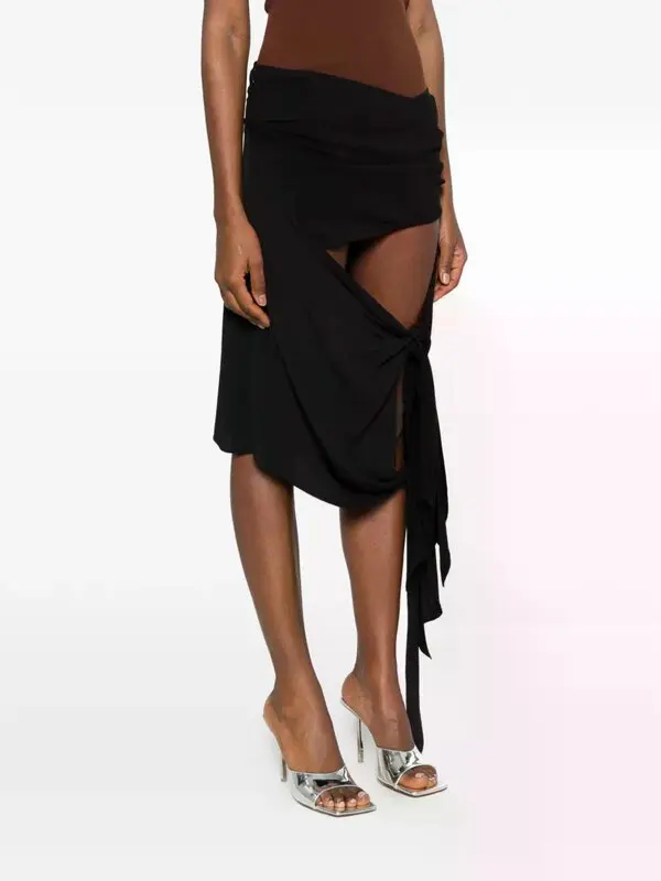Attico Draped Midi Skirt With Knot Detailing