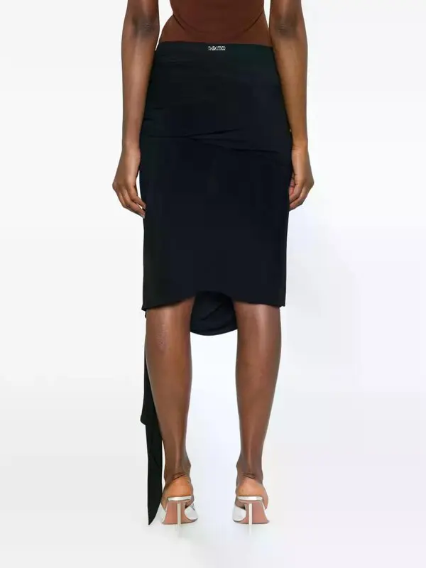 Attico Draped Midi Skirt With Knot Detailing