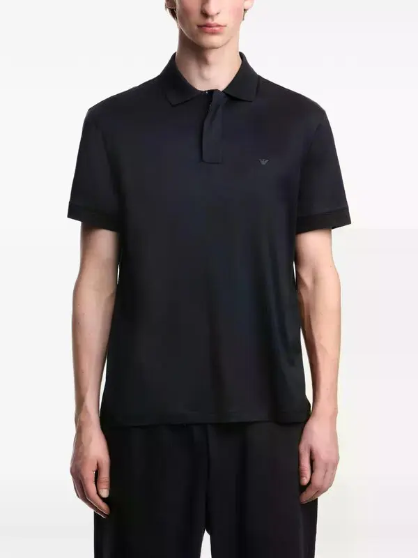 Emporio Armani Lyocell-blend Jersey Polo Shirt - Black