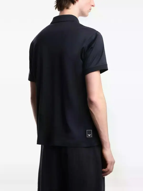 Emporio Armani Lyocell-blend Jersey Polo Shirt - Black