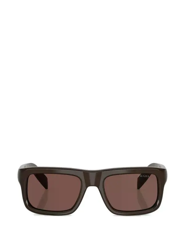 Prada Logo-detail Rectangular Sunglasses - Brown