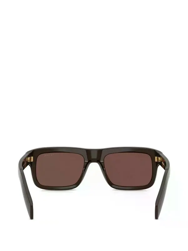 Prada Logo-detail Rectangular Sunglasses - Brown