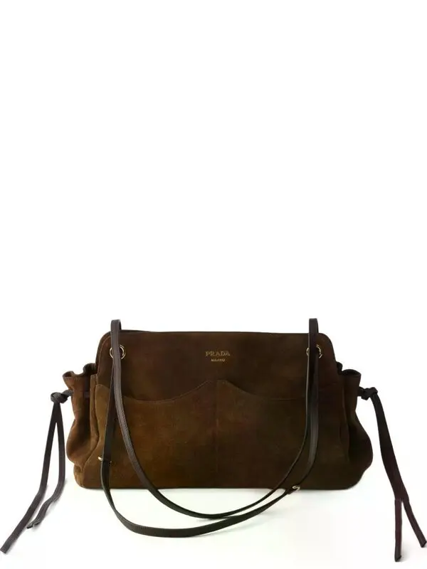 Prada Large Suede Tote Bag - Brown