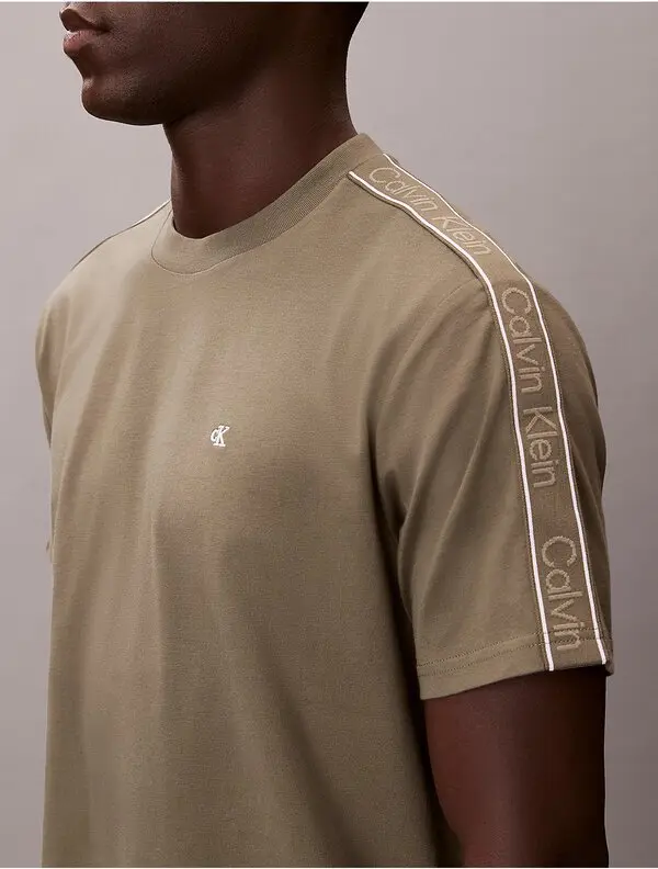 Calvin Klein Logo Tape Classic T-shirt - Dusty Olive