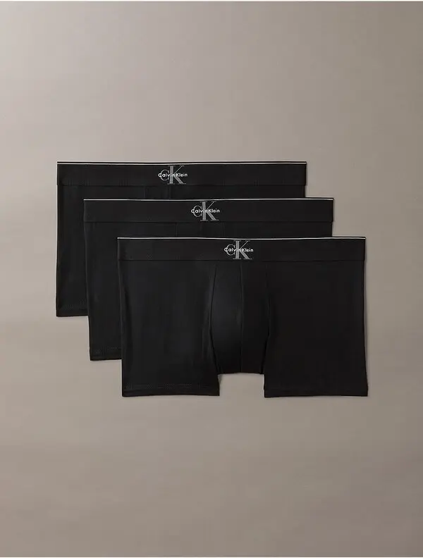 Calvin Klein Graphic Monogram Cotton Stretch 3-pack Trunk - Black