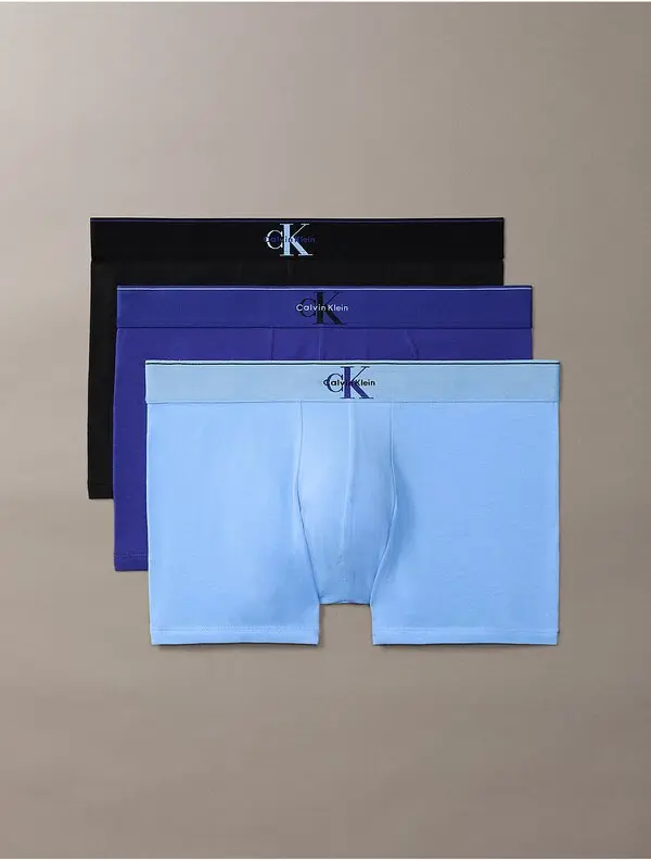 Calvin Klein Graphic Monogram Cotton Stretch 3-pack Trunk - Blue River Multi