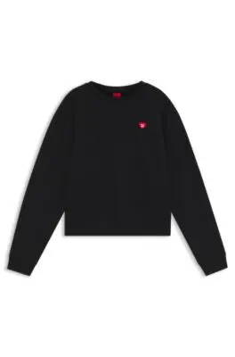 Hugo Cotton-terry Sweatshirt With Logo - Black