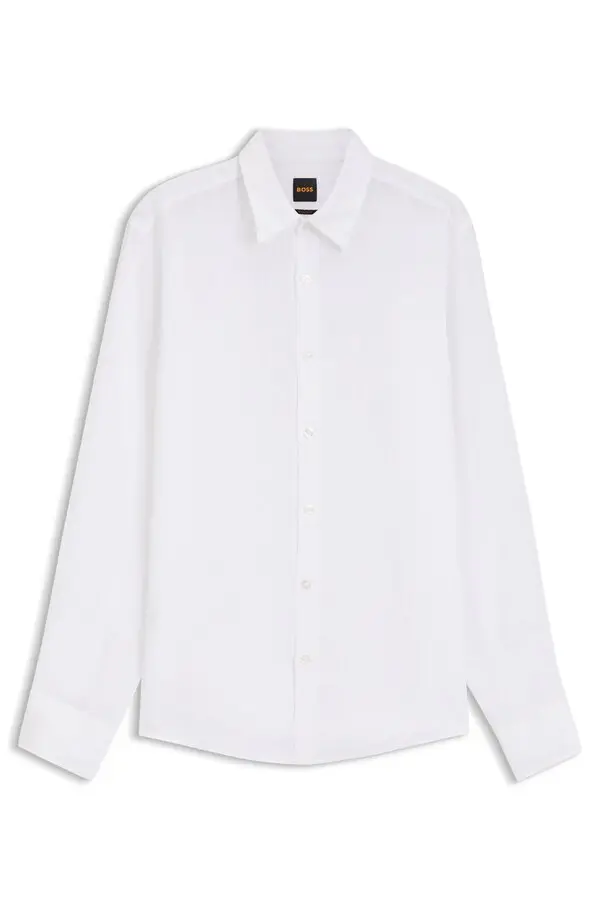 BOSS Regular-fit Shirt In Linen - White