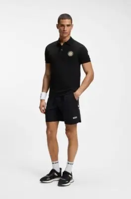 BOSS Cotton-piqué Polo Shirt With Tennis Artwork - Black