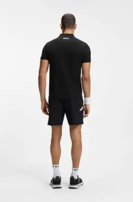 BOSS Cotton-piqué Polo Shirt With Tennis Artwork - Black