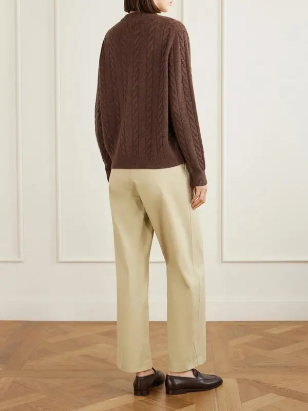 Loro Piana Cedar Cable-knit Cashmere Cardigan