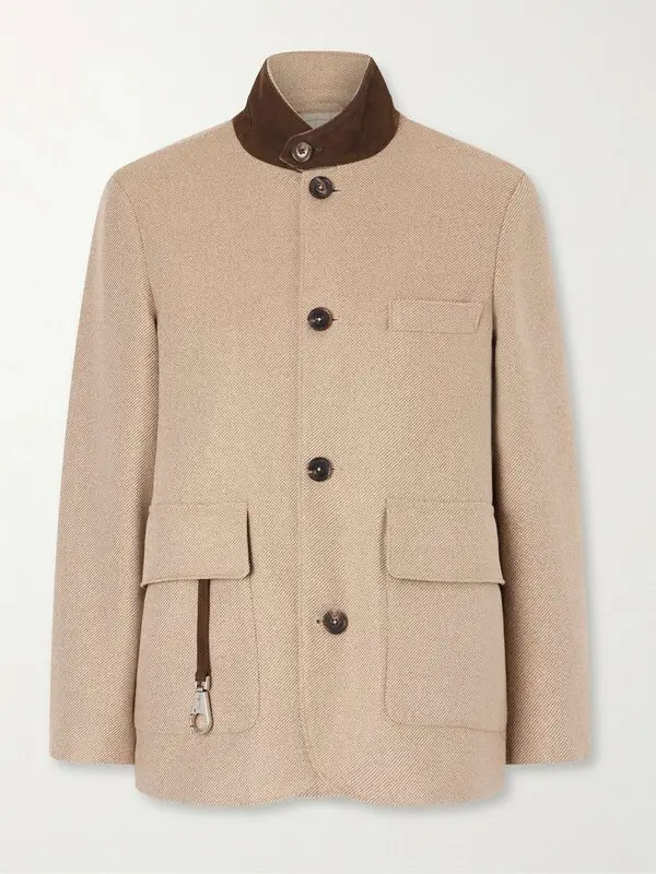 Loro Piana Suede-trimmed Silk-tweed Roadster Jacket - Beige