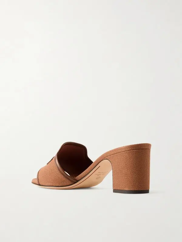 Loro Piana Embellished Canvas Mules - Brown