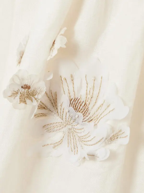 Agua Bendita Lima Embellished Appliquéd Tiered Maxi Dress