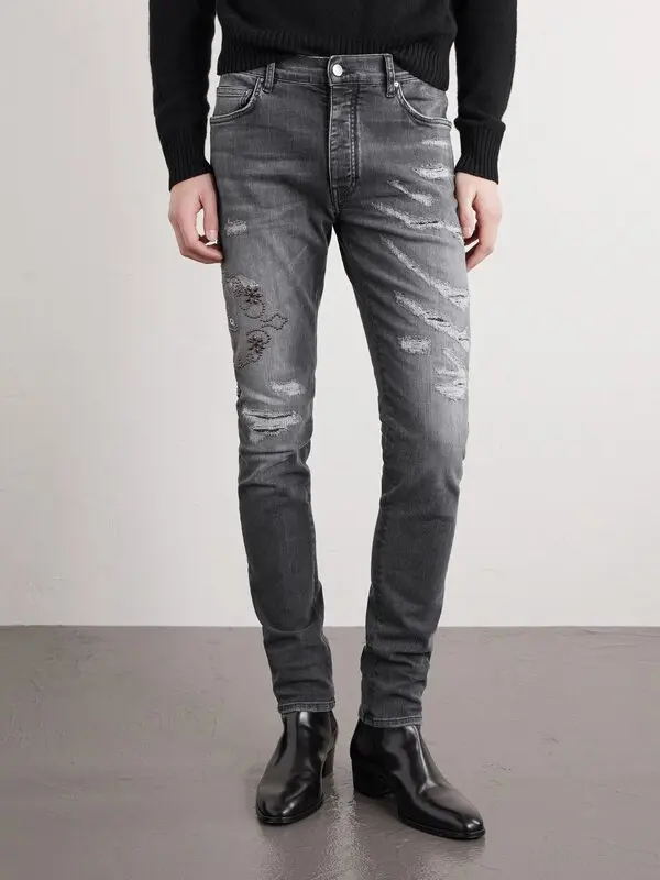 Amiri Hollywood Skinny-fit Embellished Jeans