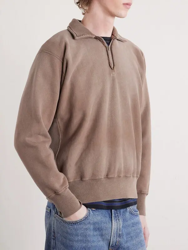 A.PRESSE Half-zip Cotton-jersey Sweatshirt