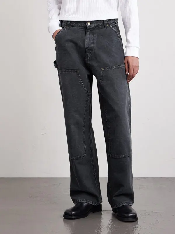 CHERRY LOS ANGELES Wide-leg Double-knee Distressed Jeans