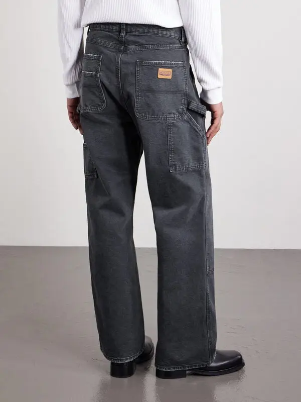 CHERRY LOS ANGELES Wide-leg Double-knee Distressed Jeans