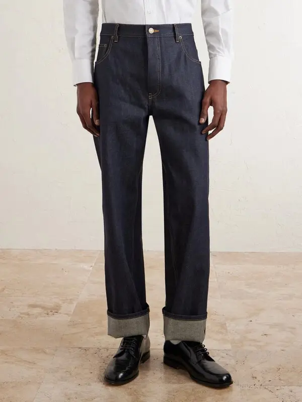 Thom Browne Cropped Straight-leg Selvedge Jeans