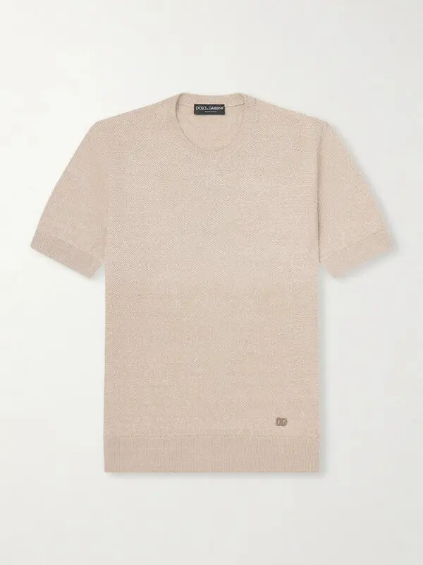 Dolce & Gabbana Linen-blend T-shirt - Neutrals