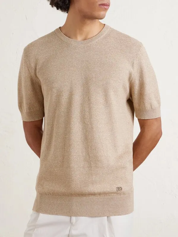 Dolce & Gabbana Linen-blend T-shirt - Neutrals