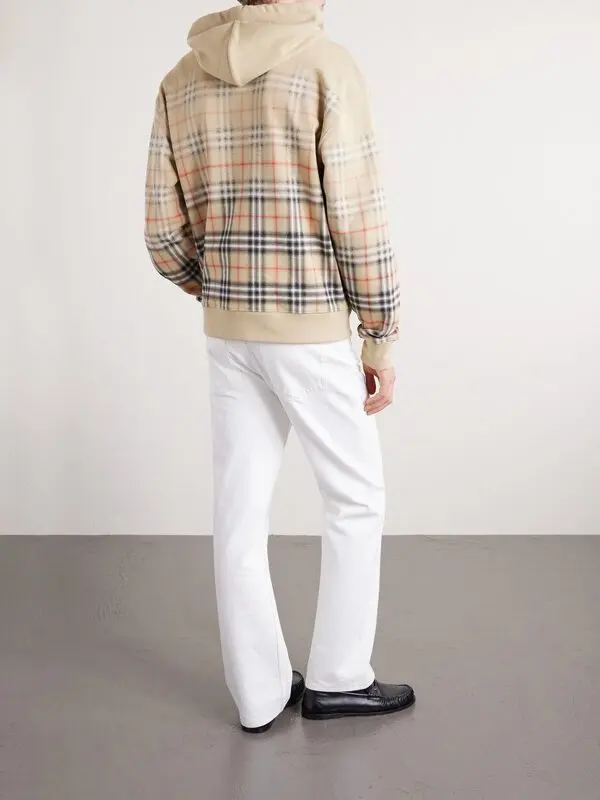 Burberry Checked Cotton-jersey Hoodie - Neutrals