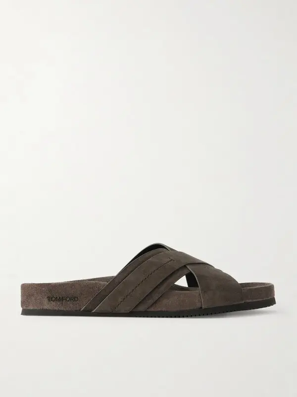 TOM FORD Wicklow Suede Sandals - Gray