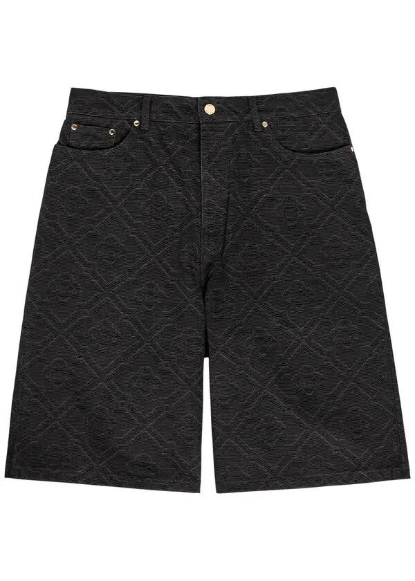 Casablanca Monogram Denim Shorts - Black
