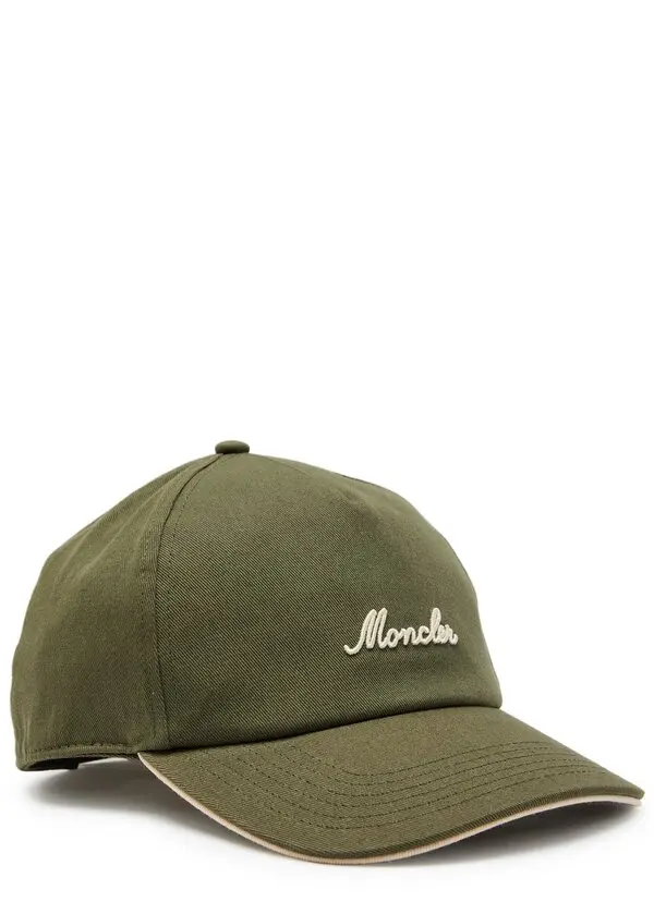 Moncler Cotton Cap With Logo Embroidery - Khaki
