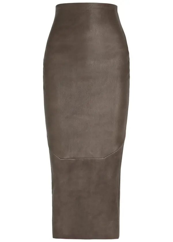 Rick Owens Leather-blend Midi Skirt