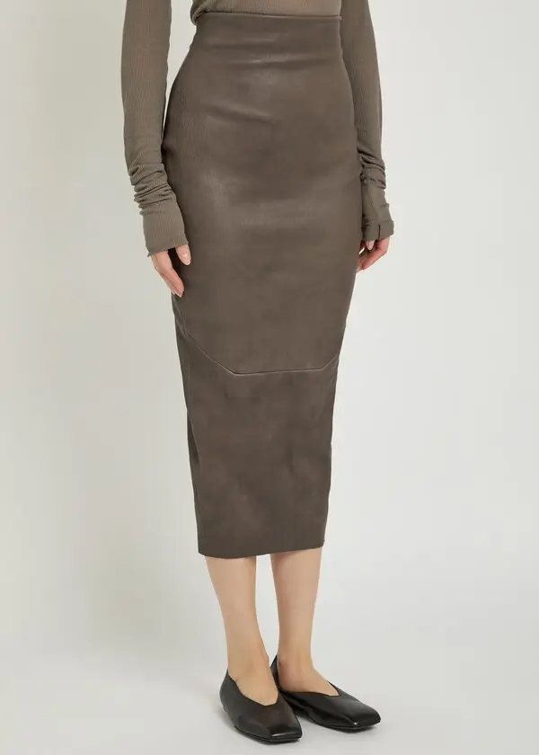 Rick Owens Leather-blend Midi Skirt