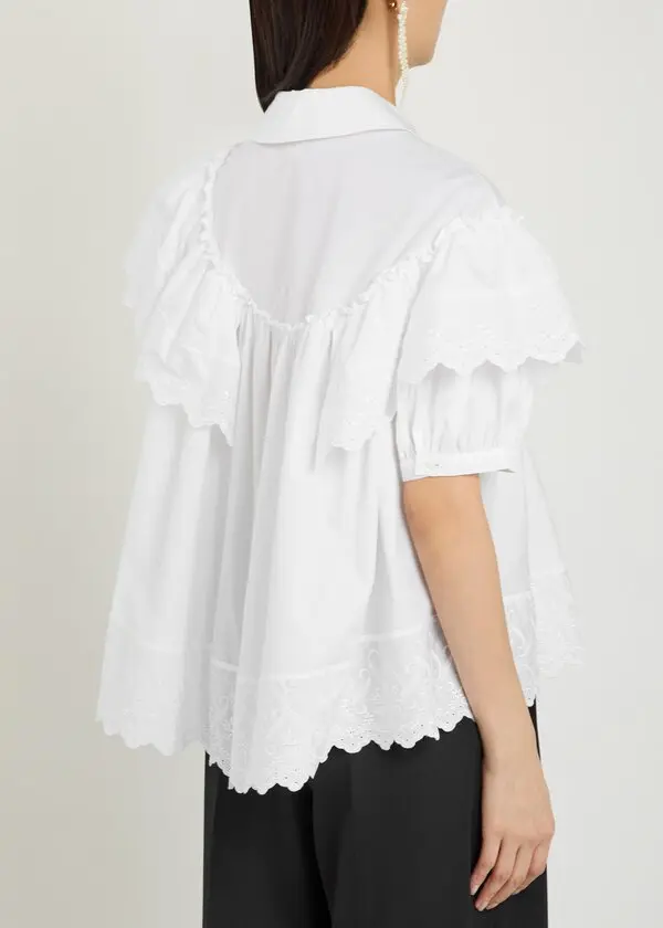 Simone Rocha Cotton Blouse With Frill Detail