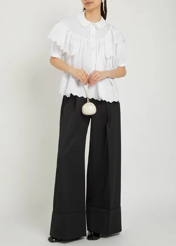 Simone Rocha Cotton Blouse With Frill Detail