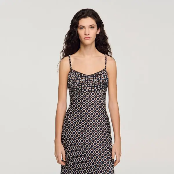 Sandro Floral Print Maxi Slip Dress