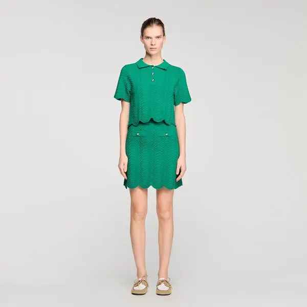 Sandro Mini Fancy-stitch Knit Skirt - Emeuraude Green