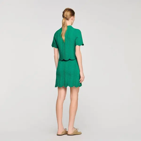 Sandro Mini Fancy-stitch Knit Skirt - Emeuraude Green