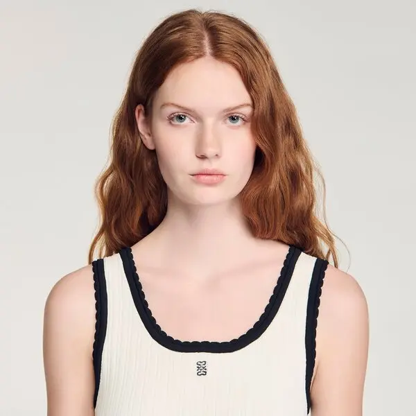 Sandro Two-tone Knit Mini Dress With Straps