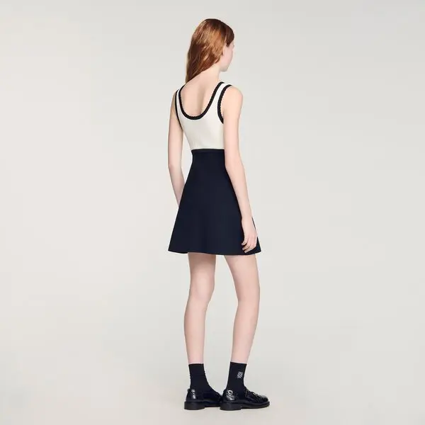 Sandro Two-tone Knit Mini Dress With Straps