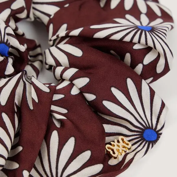 Sandro Printed Silk Scrunchie