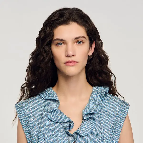 Sandro Striped Sequin Crop Top