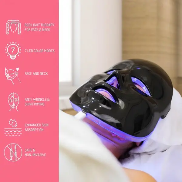 PURSONIC 7-in-1 Led Light Therapy Mask – Advanced Skin Rejuvenation At Home - Black