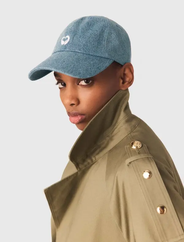 Maje Denim Baseball Cap With Embroidered Logo - Blue