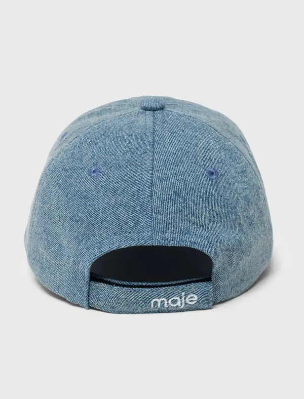 Maje Denim Baseball Cap With Embroidered Logo - Blue