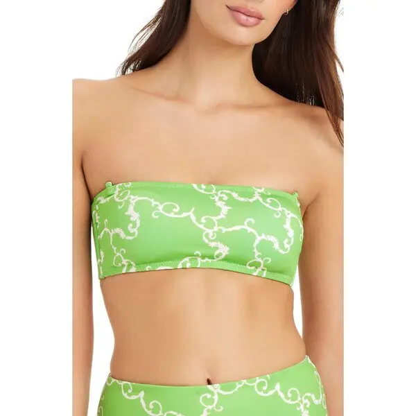 Sanctuary Reversible Bandeau Bikini Top - Green Multi
