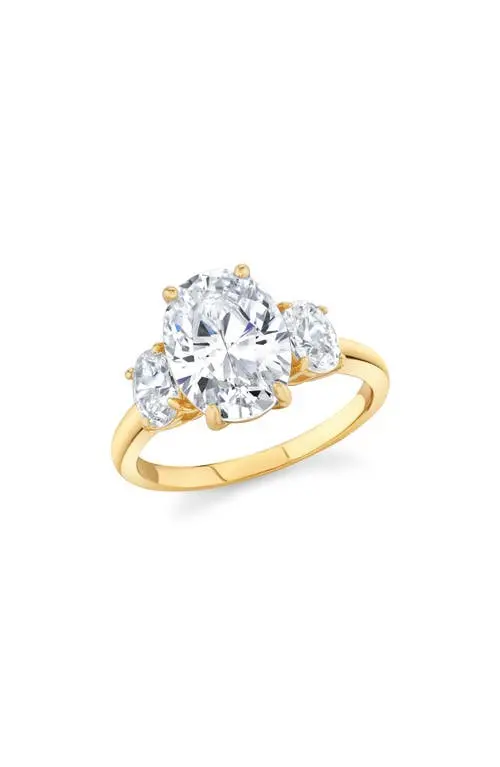 CRISLU Cubic Zirconia Three-stone Ring - 18kt Yellow Gold/clear Stone