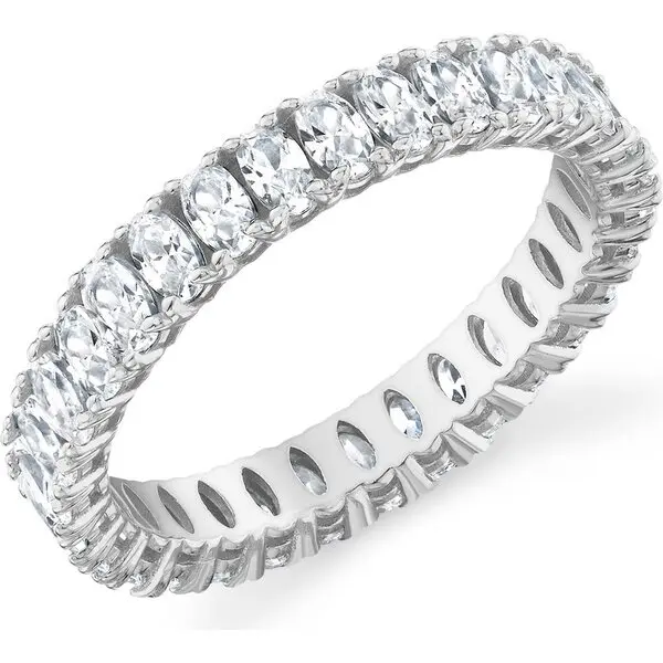 CRISLU Oval Cubic Zirconia Eternity Band Ring - Pure Platinum/clear Stone